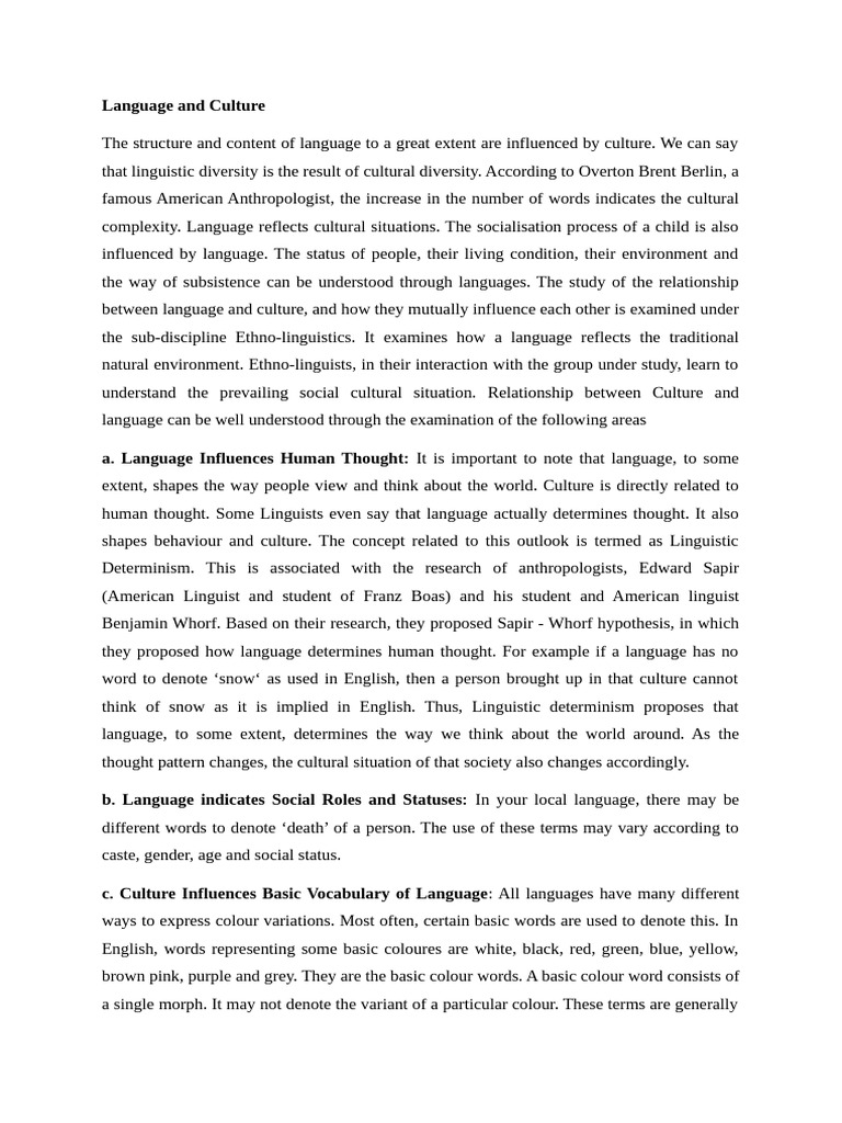 UNIT 5 Language and Culture | PDF | Origin Of Language | Human
