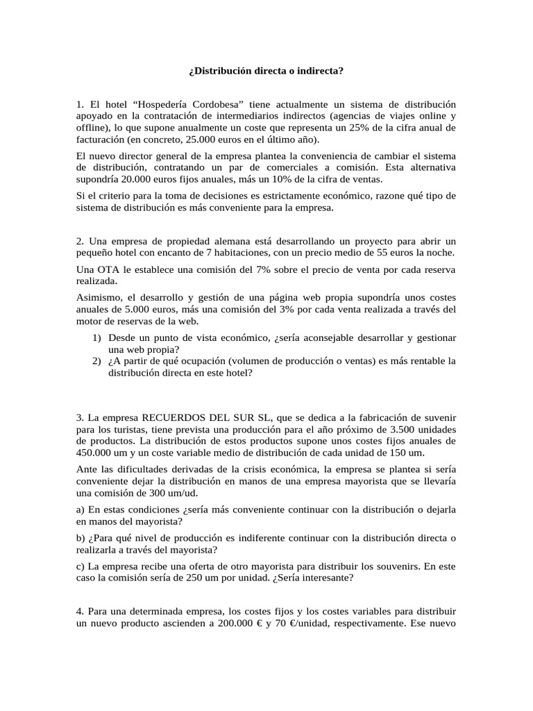 Distribución Directa o Indirecta | PDF | Economias