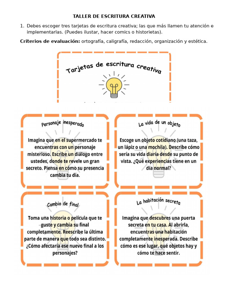 TALLER DE ESCRITURA CREATIVA 7th | PDF