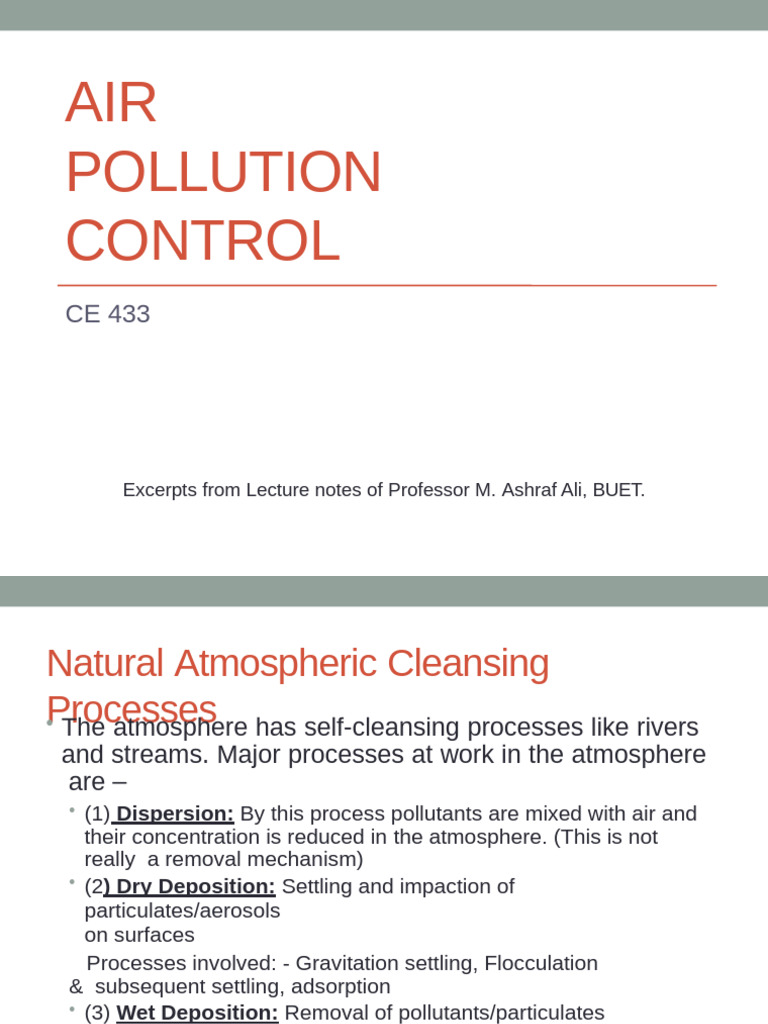 Air Pollution Control Techniques Overview | PDF | Gases | Applied And ...