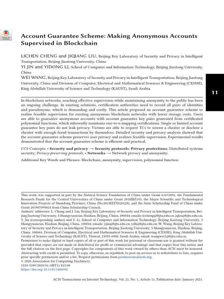 Account Guarantee Scheme - Making Anonymous Accounts Supervised in ...