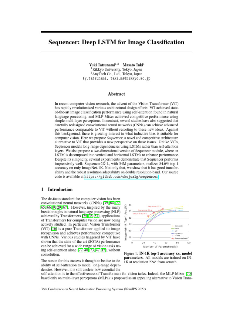 Sequencer: LSTM-Based Image Classifier | PDF | Applied Mathematics ...