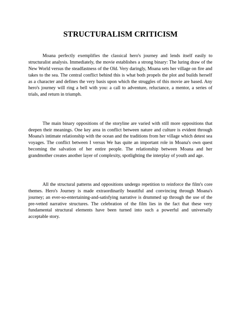 Moana: A Structuralist Analysis | PDF