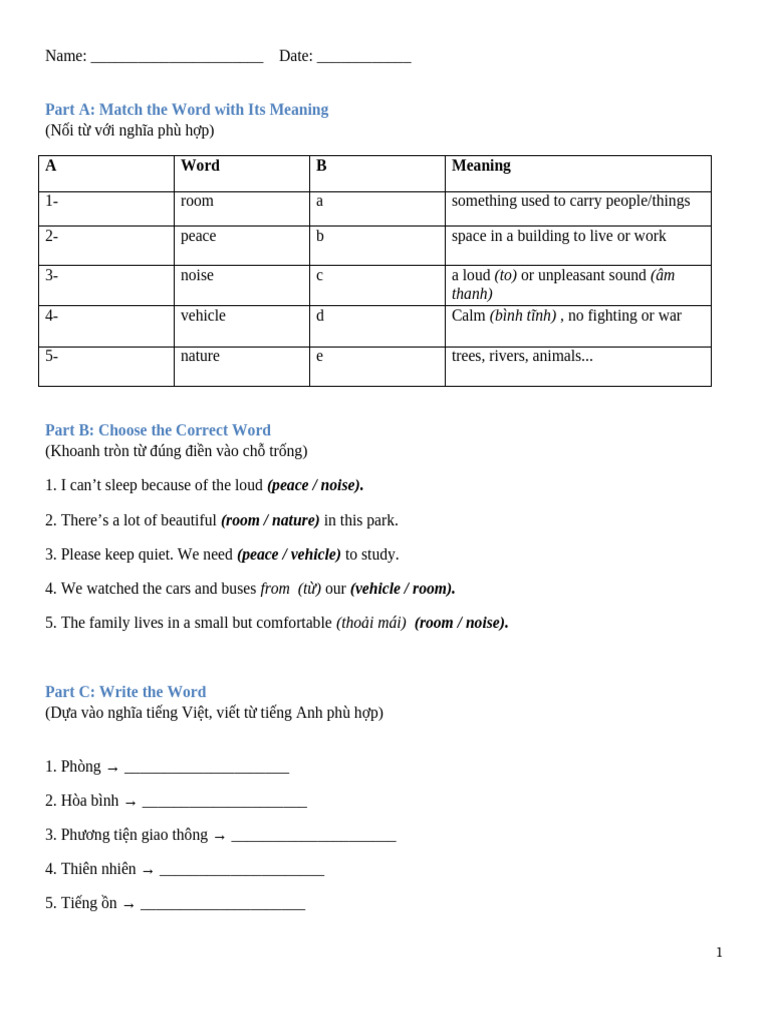 Grade 8 Vocabulary Worksheet | PDF | Meal