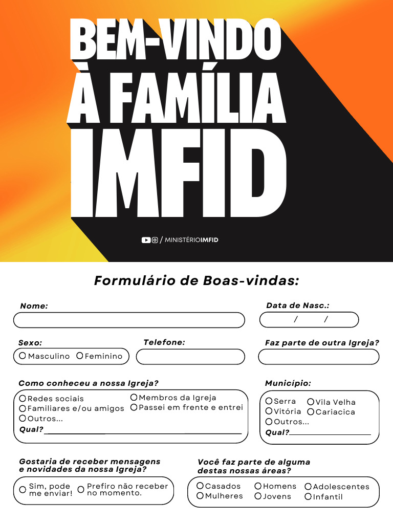 Formulário de Boas-vindas IMFID | PDF