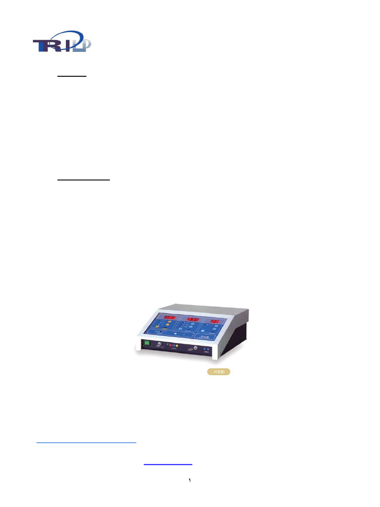 H900 Multi-Function Electrosurgical Unit | PDF