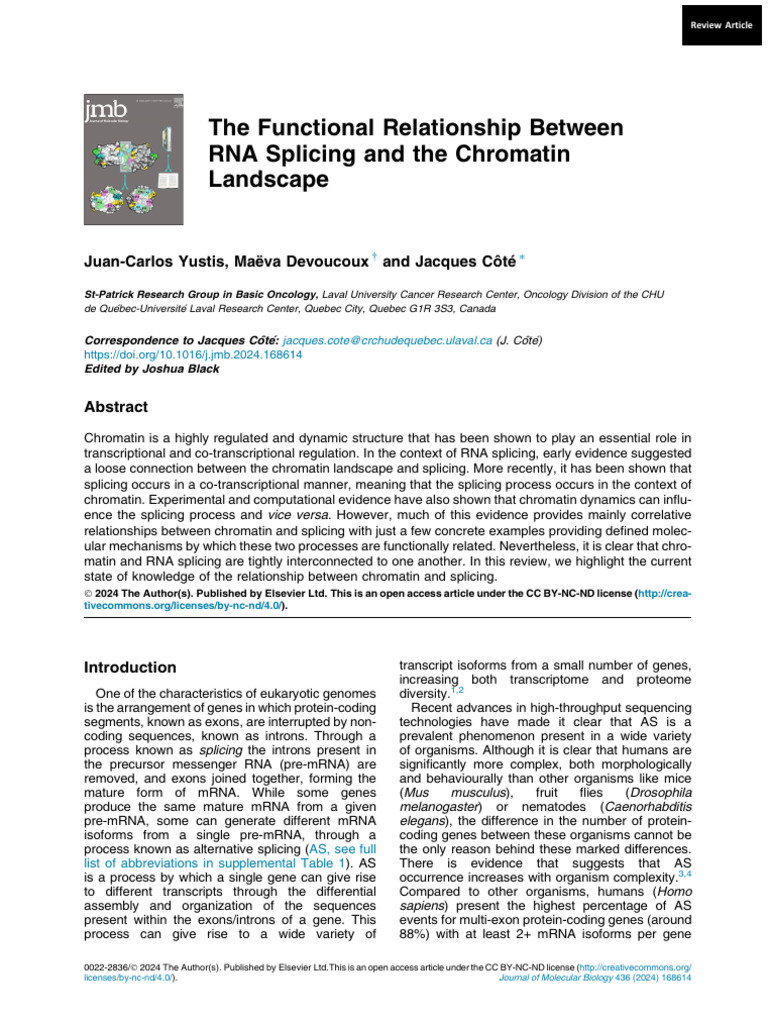 10.the Functional Relationship Between RNA Splicing and Chromatin ...