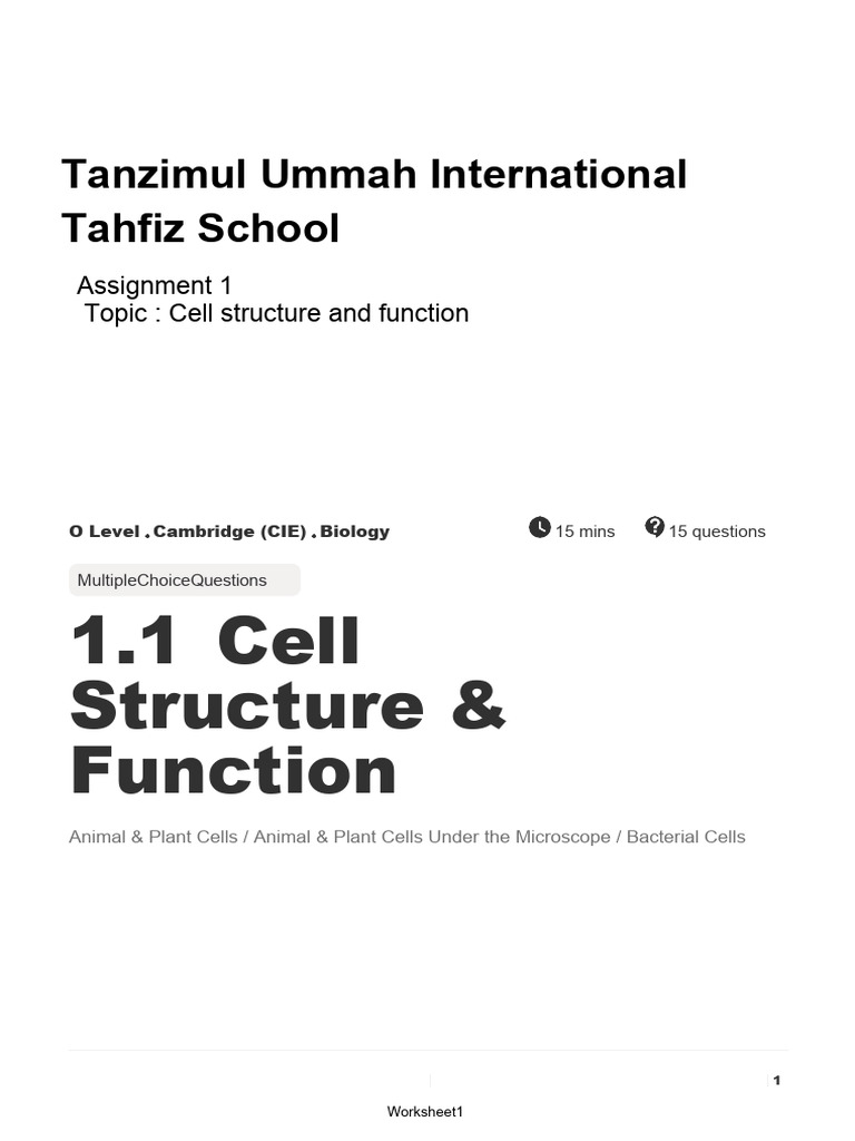 1 1 Cell Structure and Function - Updatedocx | PDF | Cell (Biology) | Cell Nucleus