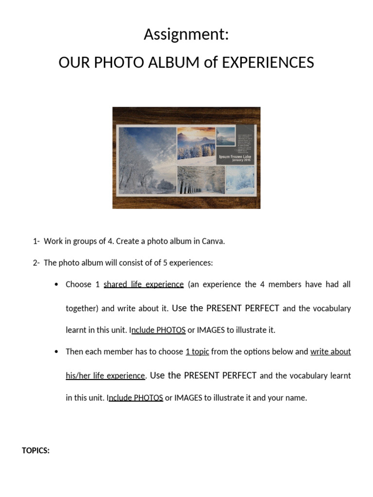 Assignment Photo Album of Experiences (Final Version) | PDF
