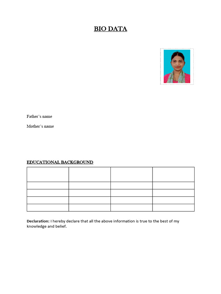 Samina Khatun's Bio Data Summary | PDF