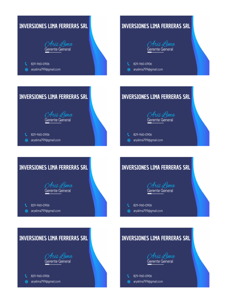 Tarjeta Inversiones Lima | PDF