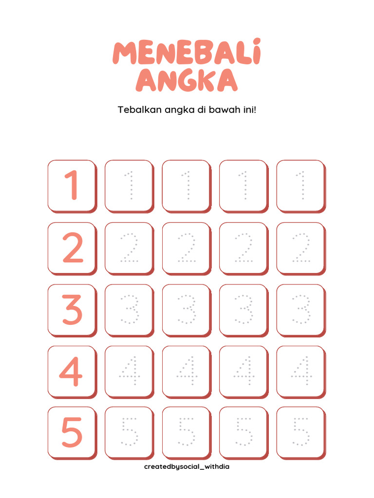 Lembar Kerja Menebalkan Huruf dan Angka | PDF