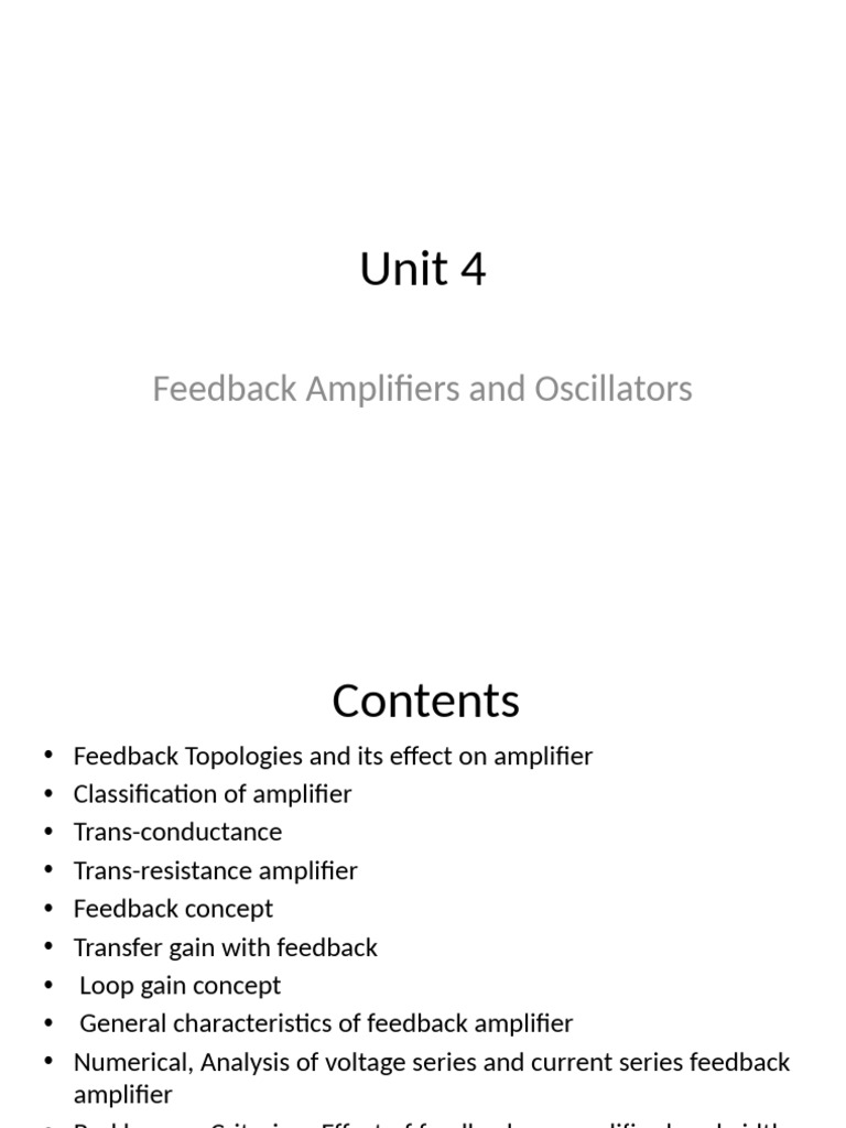 Unit 4 EDC Feedback Amplifiers | PDF | Electronic Oscillator | Amplifier