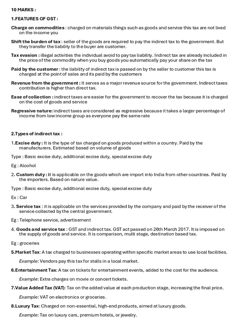 Understanding GST: Features and Types | PDF | Taxes | Excise