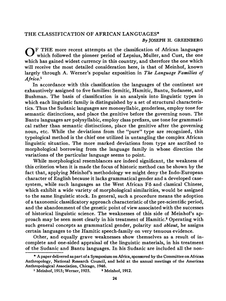 The Classification of African Languages | PDF