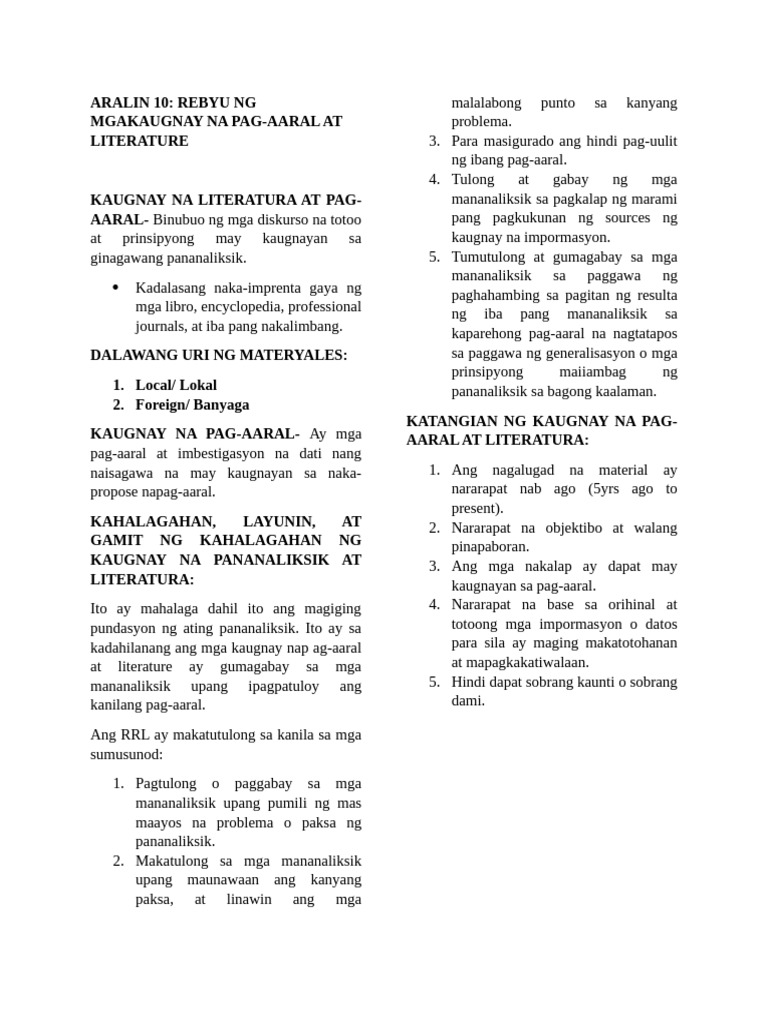 Module 10- Kaugnay Na Pag-Aaral at Literatura | PDF