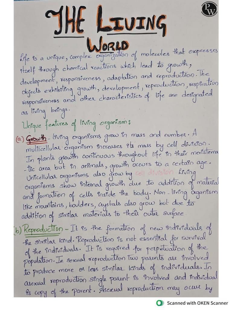 The Living World Handwritten Notes | PDF
