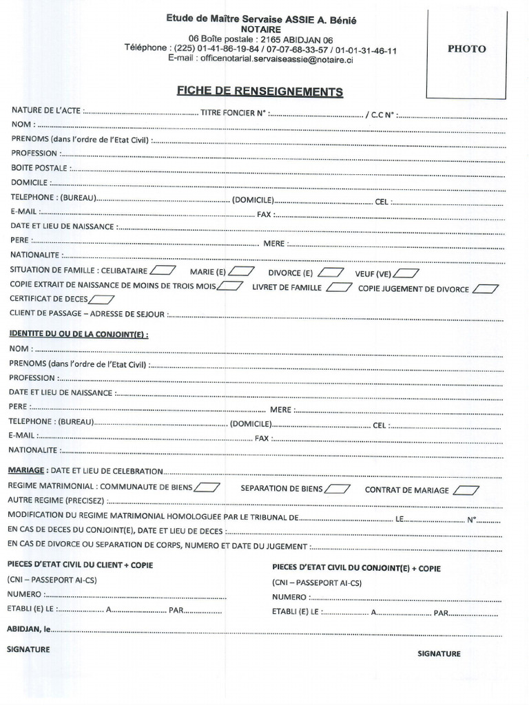 Fiche de Renseignements Individuelle-1 | PDF