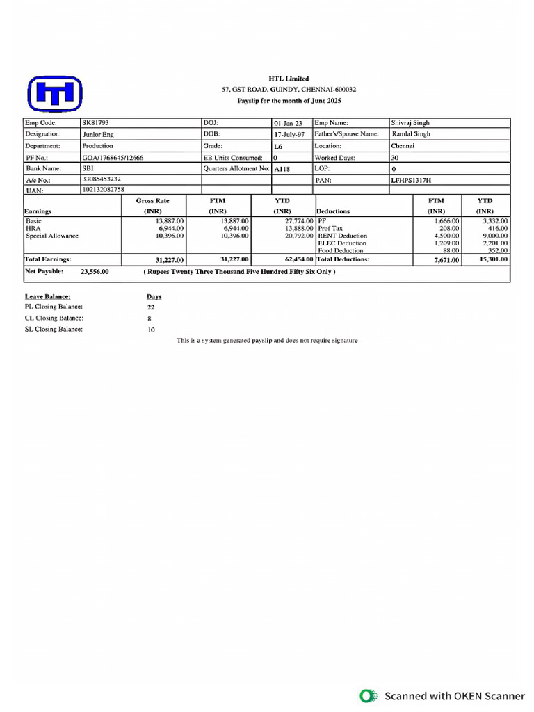 Payslip Jun 2025 | PDF