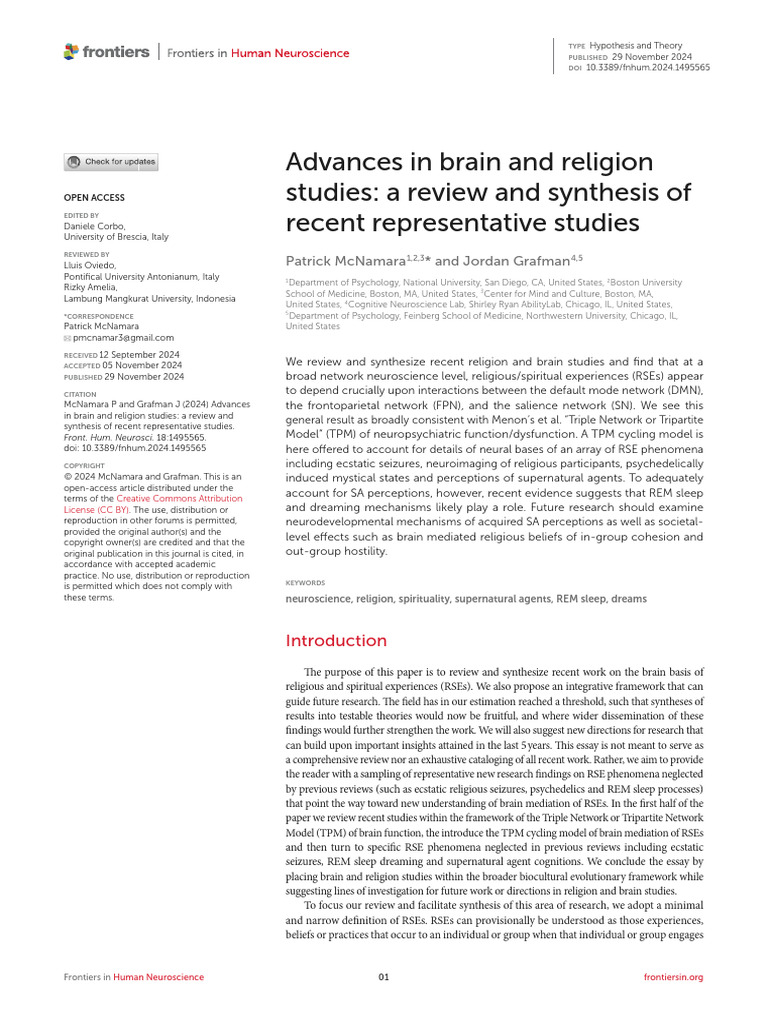 Brain and Religion Studies | PDF | Cingulate Cortex | Prefrontal Cortex
