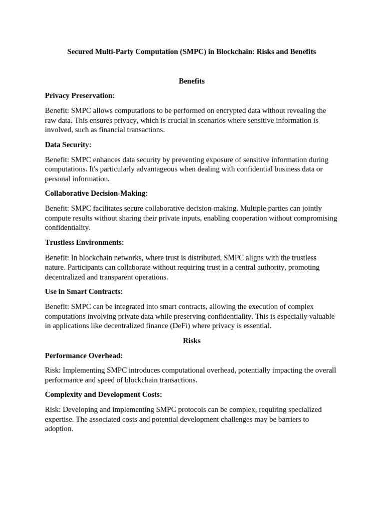 Secured Multi-Party Computation (SMPC) in Blockchain | PDF | Security | Computer Security