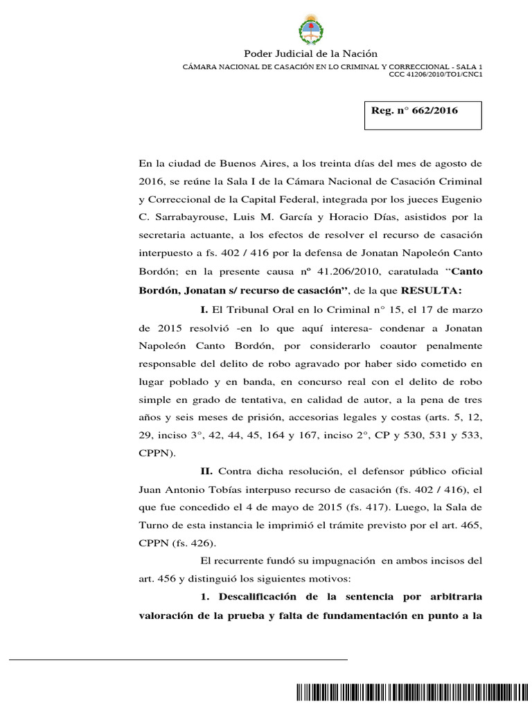 Reg. N° 662.2016 | PDF | Sentencia (ley) | Ley constitucional
