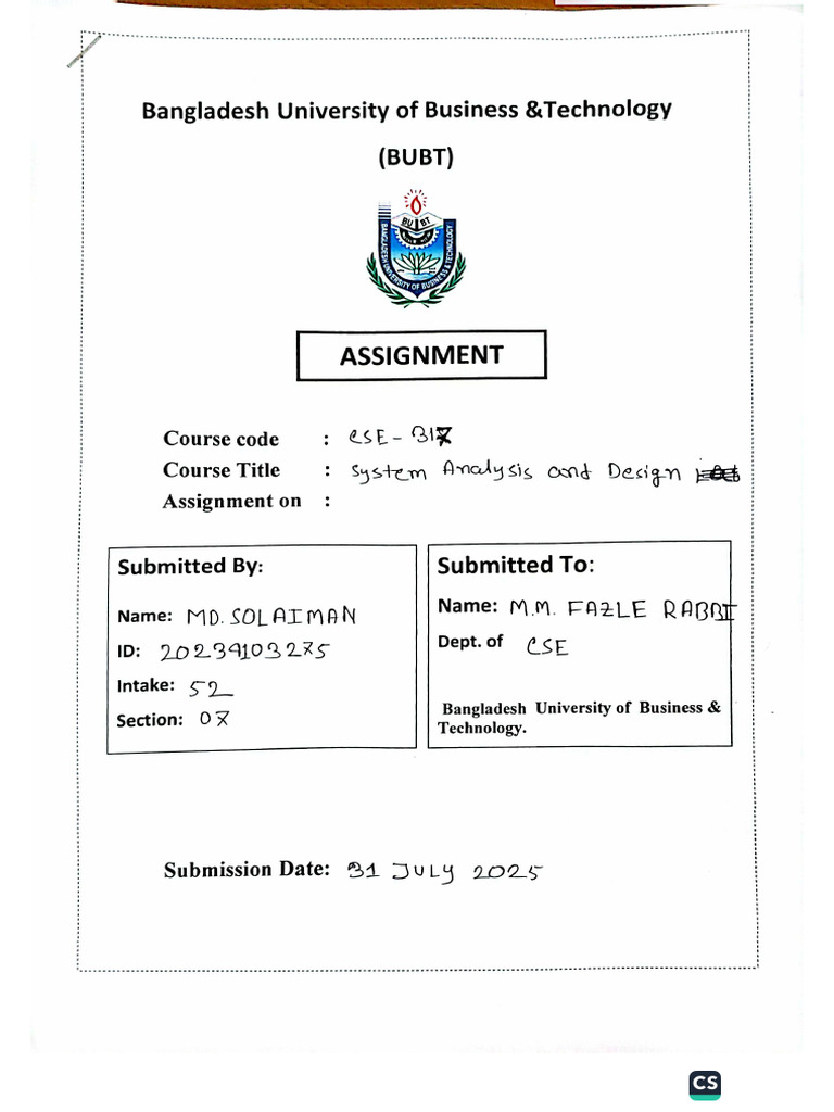 Bubt Assignment | PDF