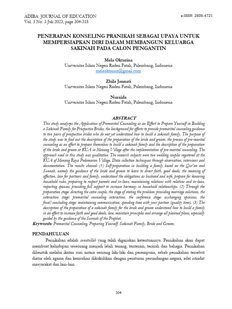 Konseling Pranikah untuk Keluarga Sakinah | PDF