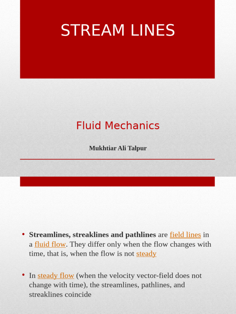 Understanding Streamlines in Fluid Flow | PDF