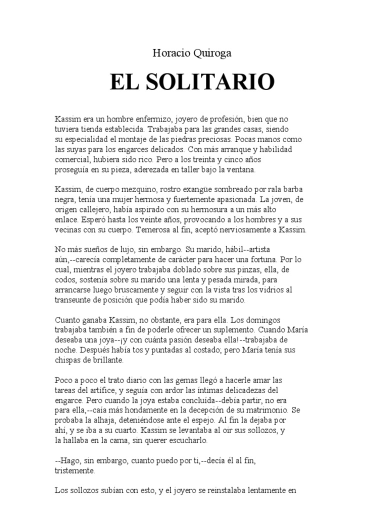El Solitario de Horacio Quiroga | PDF