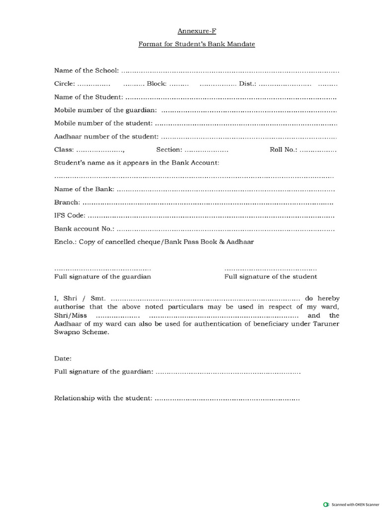 Student's Bank Mandate Taruner Swapno - 2025-26 | PDF