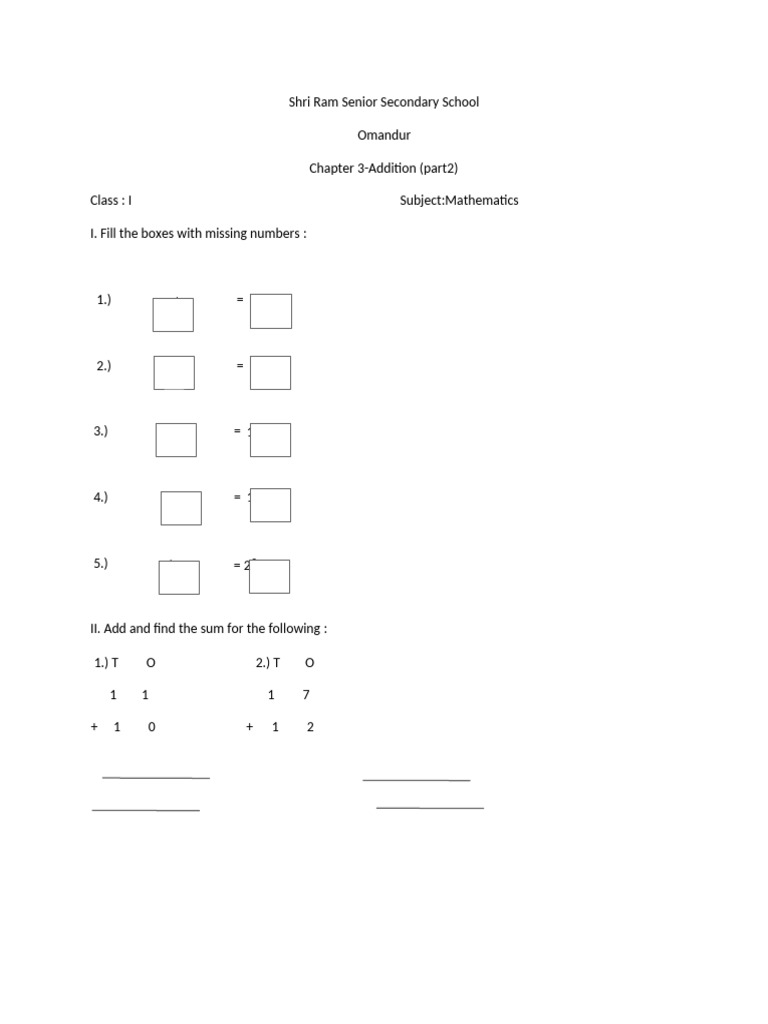 1std Maths Chp3 Part 2 | PDF