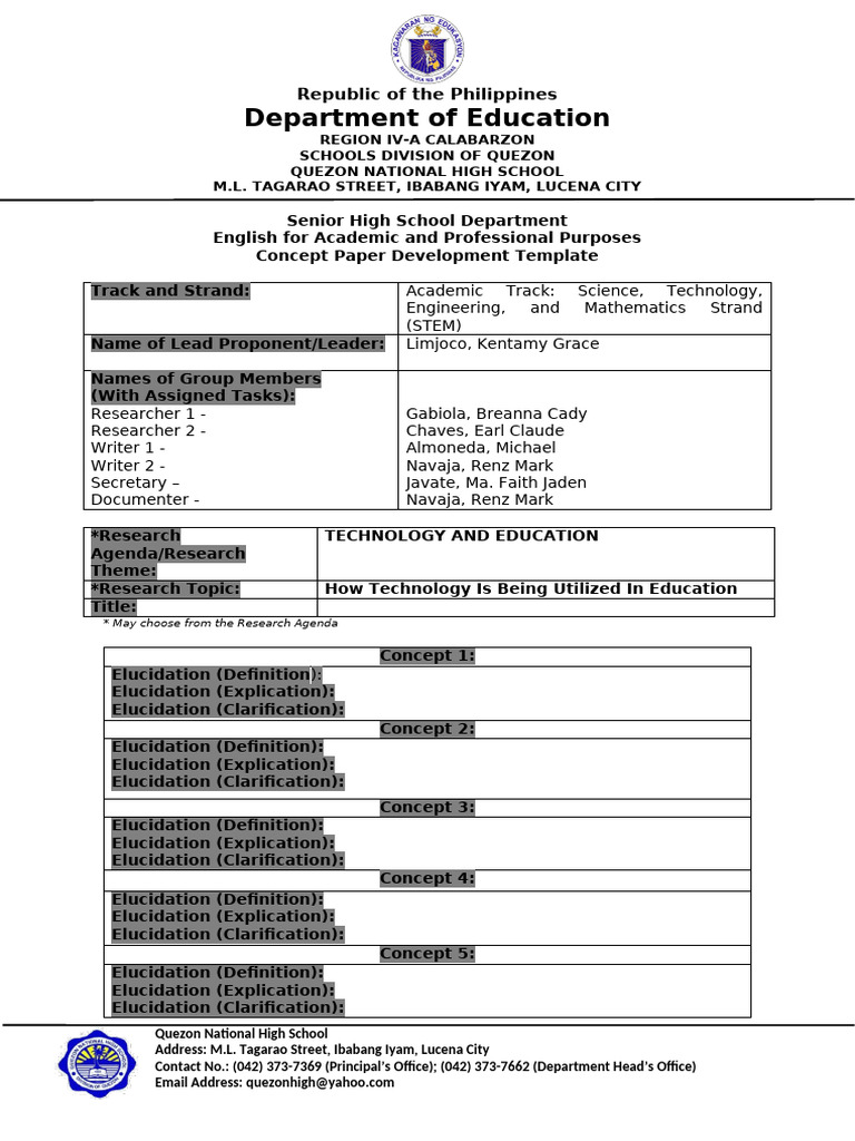 Tecnology and Education Concept Paper Template | PDF | Learning | Cognition