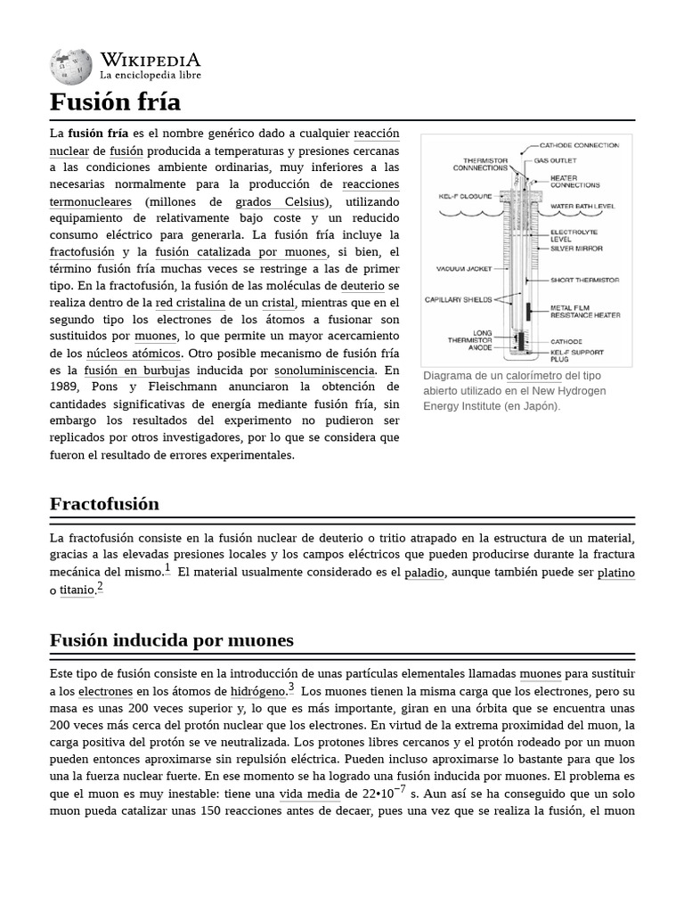 Fusión Fría | PDF | Física Aplicada e Interdisciplinaria | Fenómenos ...