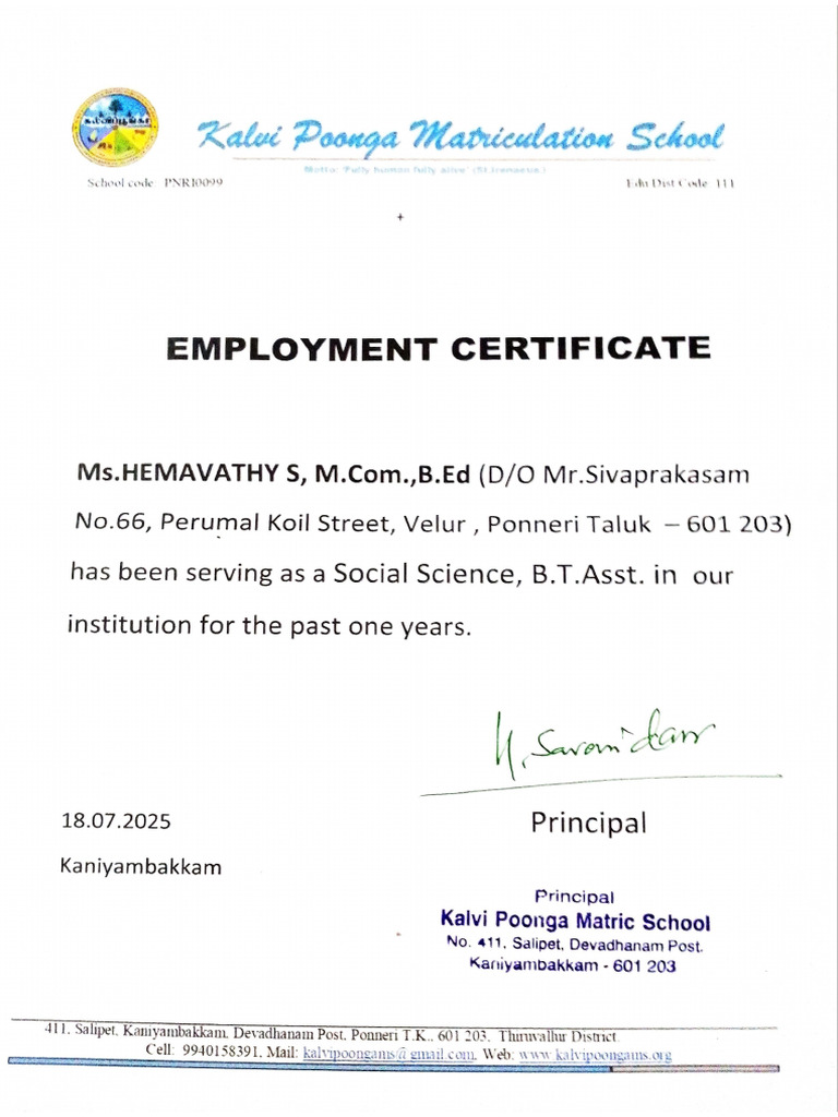 Employment Certificate | PDF