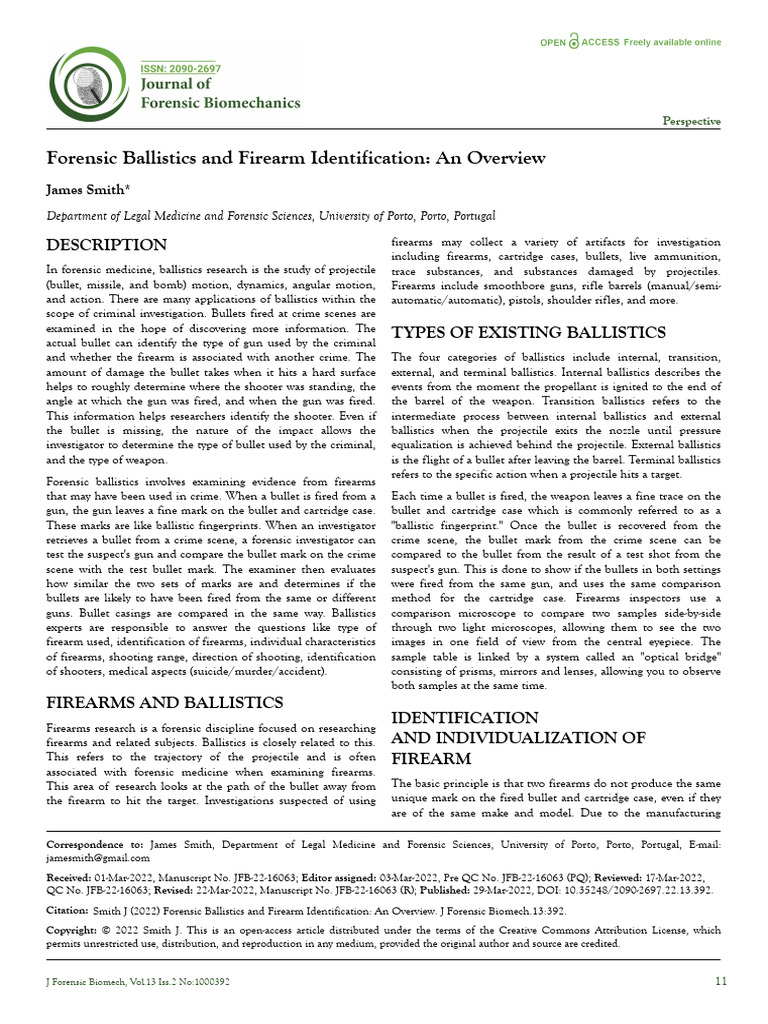 Forensic Ballistics and Firearm Identification An Overview | PDF ...