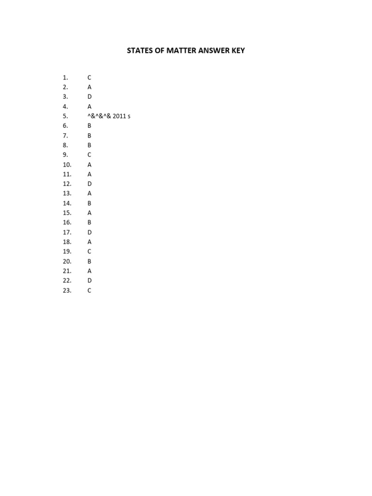 Worksheet 7 States of Matter Answers | PDF