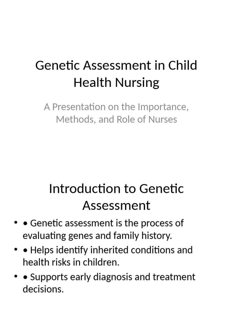 Genetic Assessment in Child Nursing | PDF