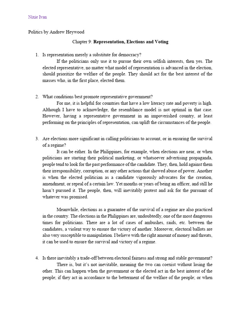 61139fe1330e4 - Politics by Andrew Heywood - Chapter 9 Essay Questions ...