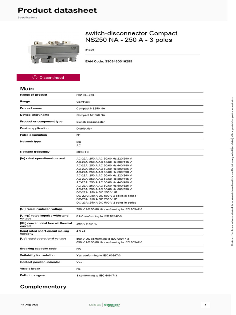 Schneider Electric Compact-NS-630A 31629 | PDF | Alternating Current | Direct Current