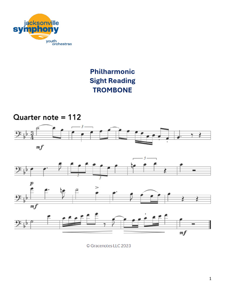 11 1 Sight Reading Philharmonic Trombone | PDF