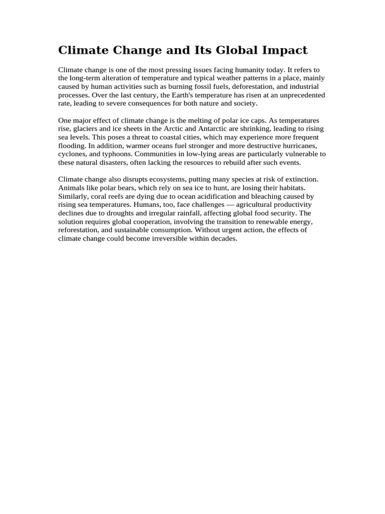 Climate Change and Its Global Impact | PDF
