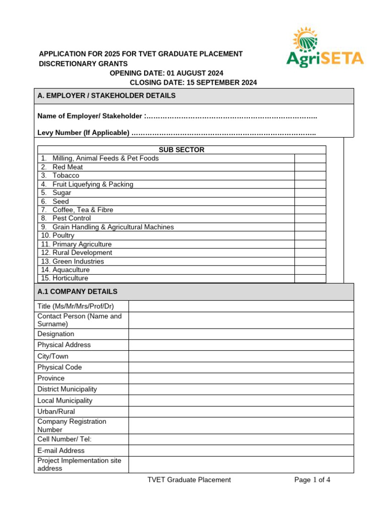 7. Tvet Graduate Placements Application Form 2025 | PDF