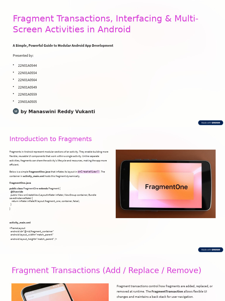 Fragment Transactions Interfacing and Multi Screen Activities in ...