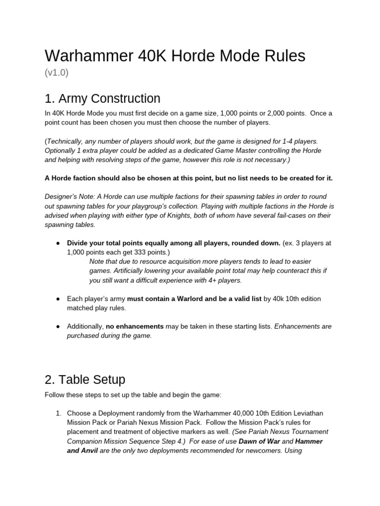 Warhammer 40K Horde Mode Guidelines | PDF | Fortification | Military