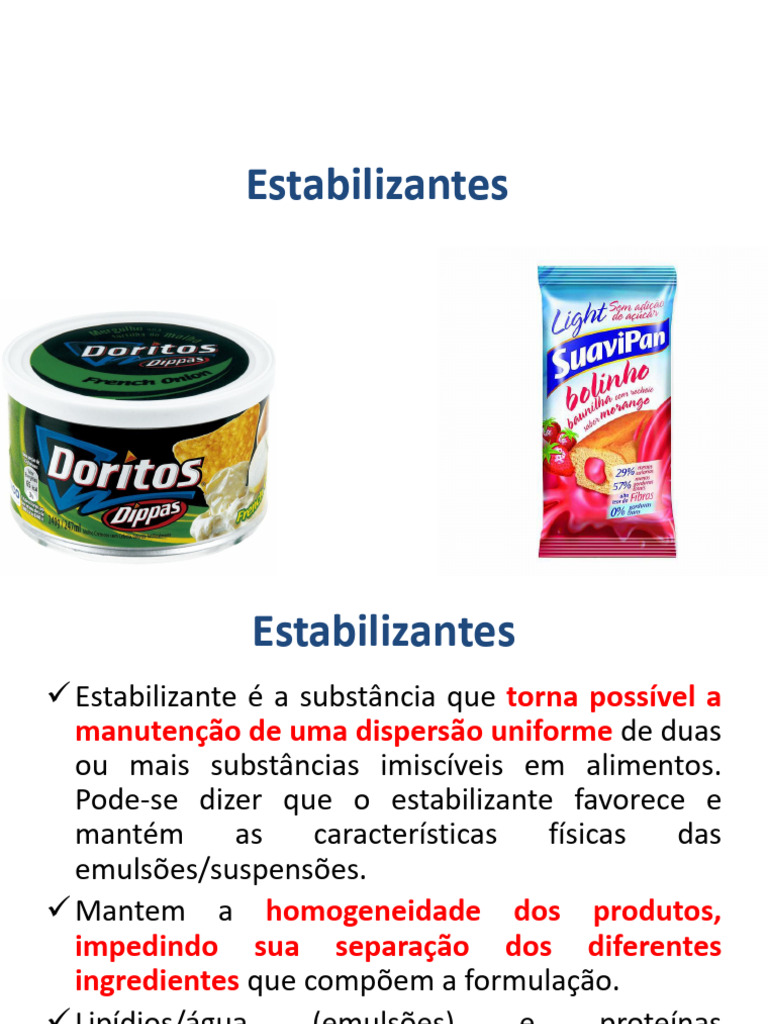 O que são estabilizantes alimentares? | PDF