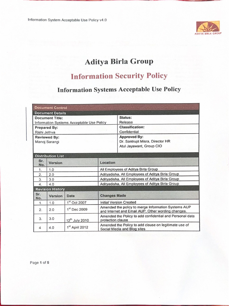 Information Security Policy | PDF