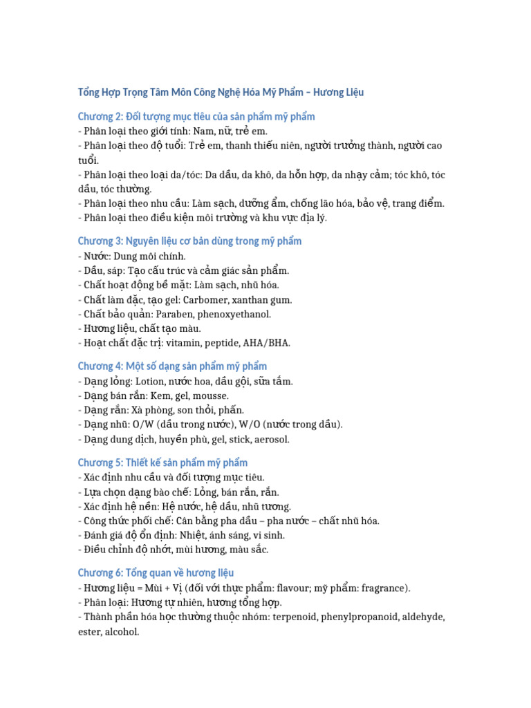 Tong Hop CN Hoa My Pham Huong Lieu | PDF