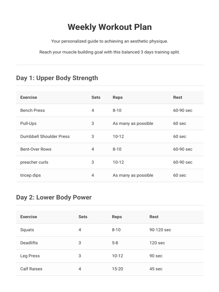 Muscle-Building Workout Plan | PDF