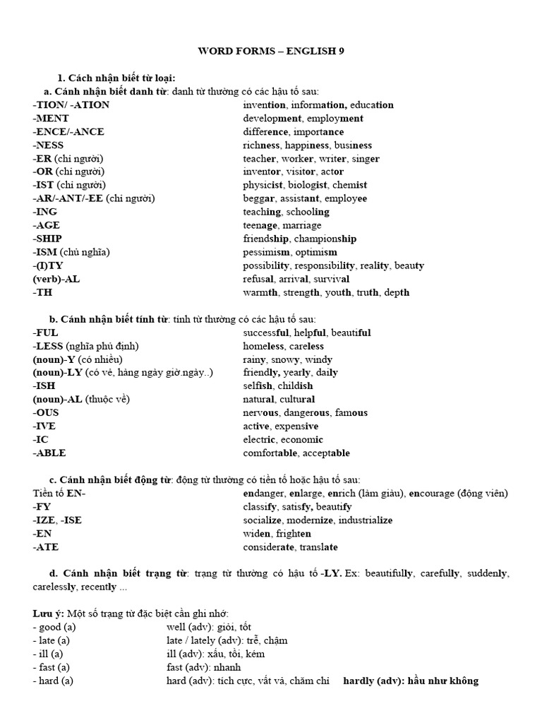 Word Form 9 HK1 HK2 | PDF